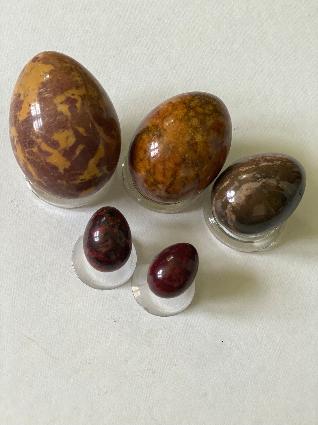 Grouping of Five Polished Natural Stone Eggs - Etsy