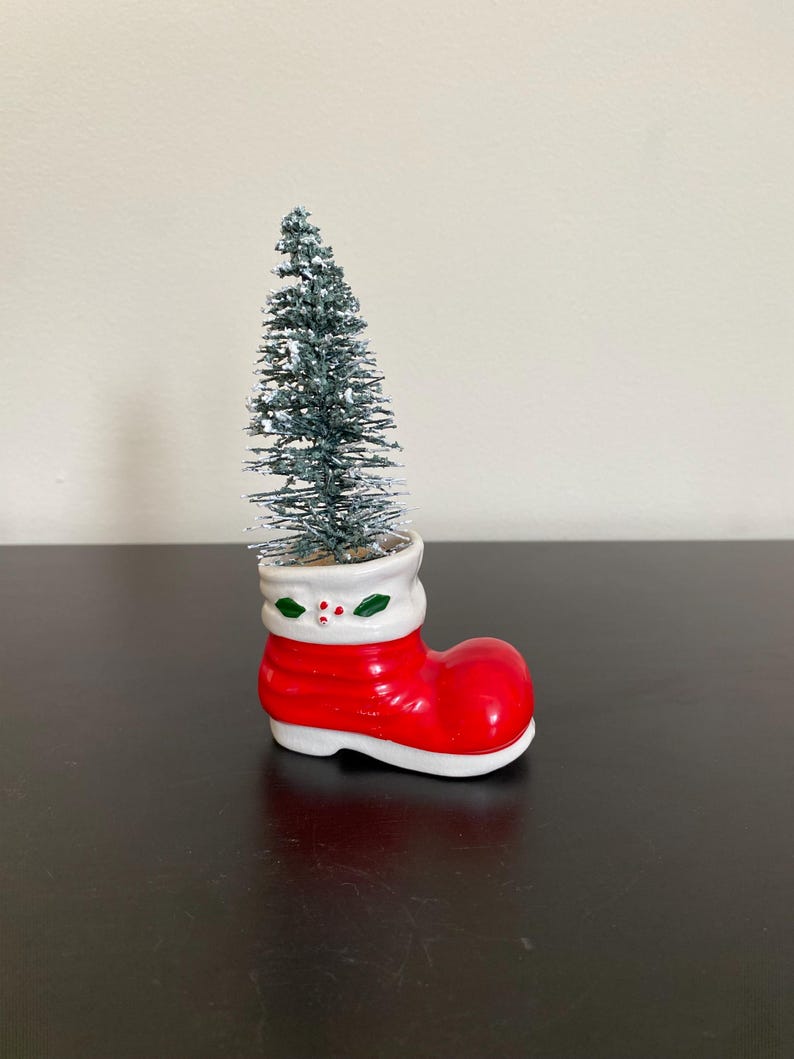 Adorable Vintage Mini Ceramic Santa Boot With Holly - Etsy