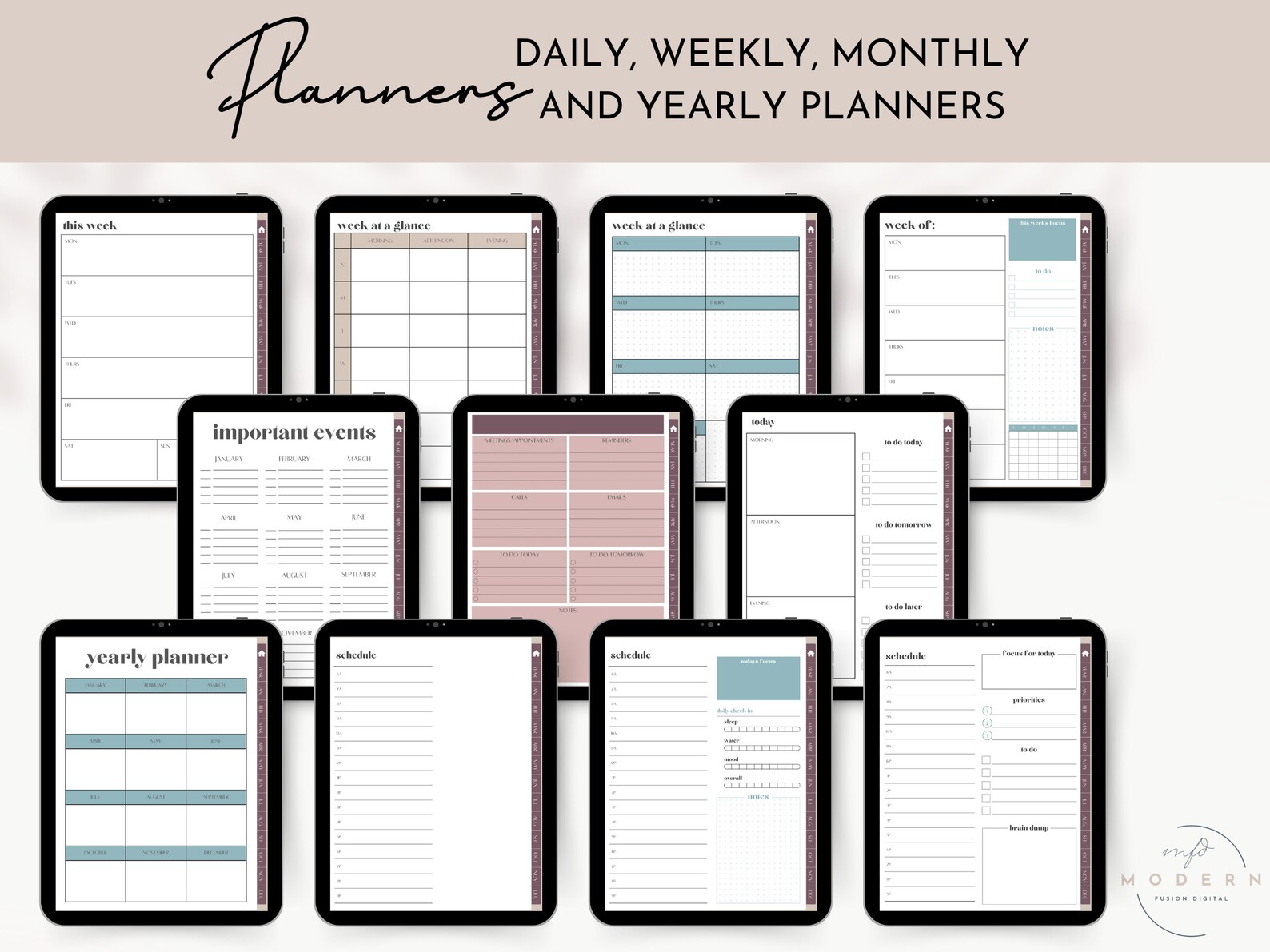 Minimalist Digital Planner Goodnotes | Undated Digital Planner ...