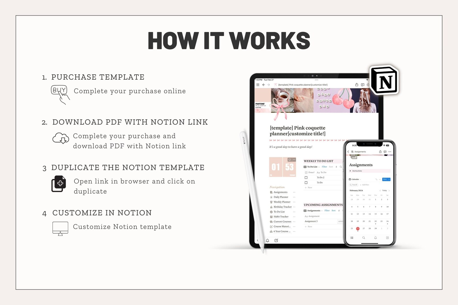 College Planner Notion Template | Academic Planner | Notion Dashboard ...