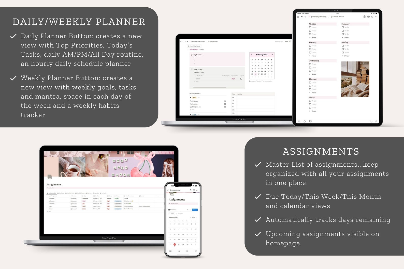 College Planner Notion Template | Academic Planner | Notion Dashboard ...