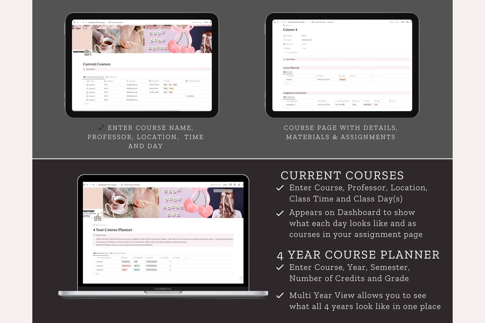 College Planner Notion Template | Academic Planner | Notion Dashboard ...