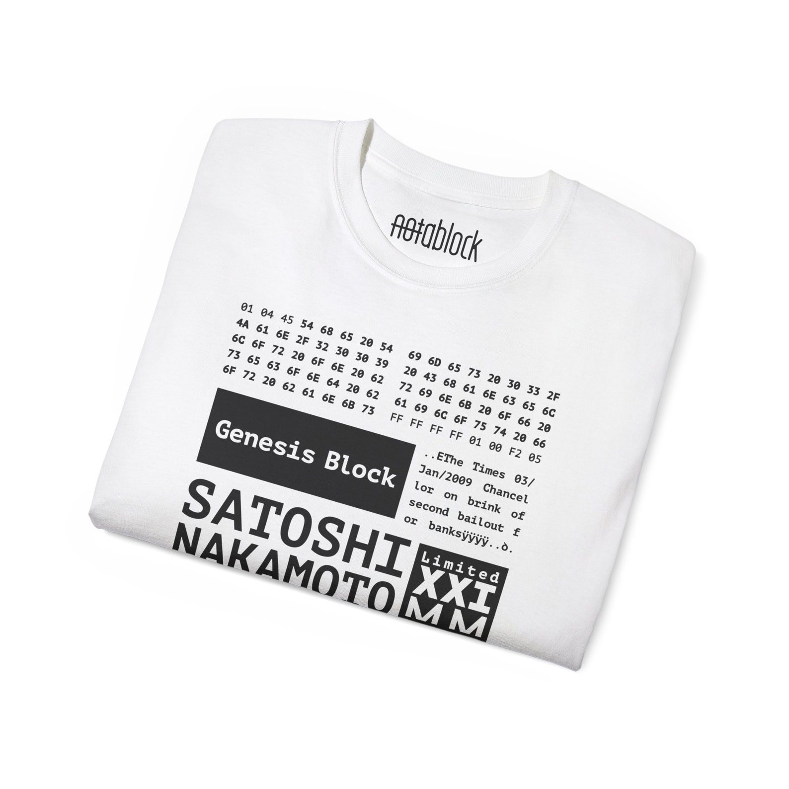 Bitcoin Satoshi Nakamoto Genesis Block T-shirt Cryptocurrency Graphic ...