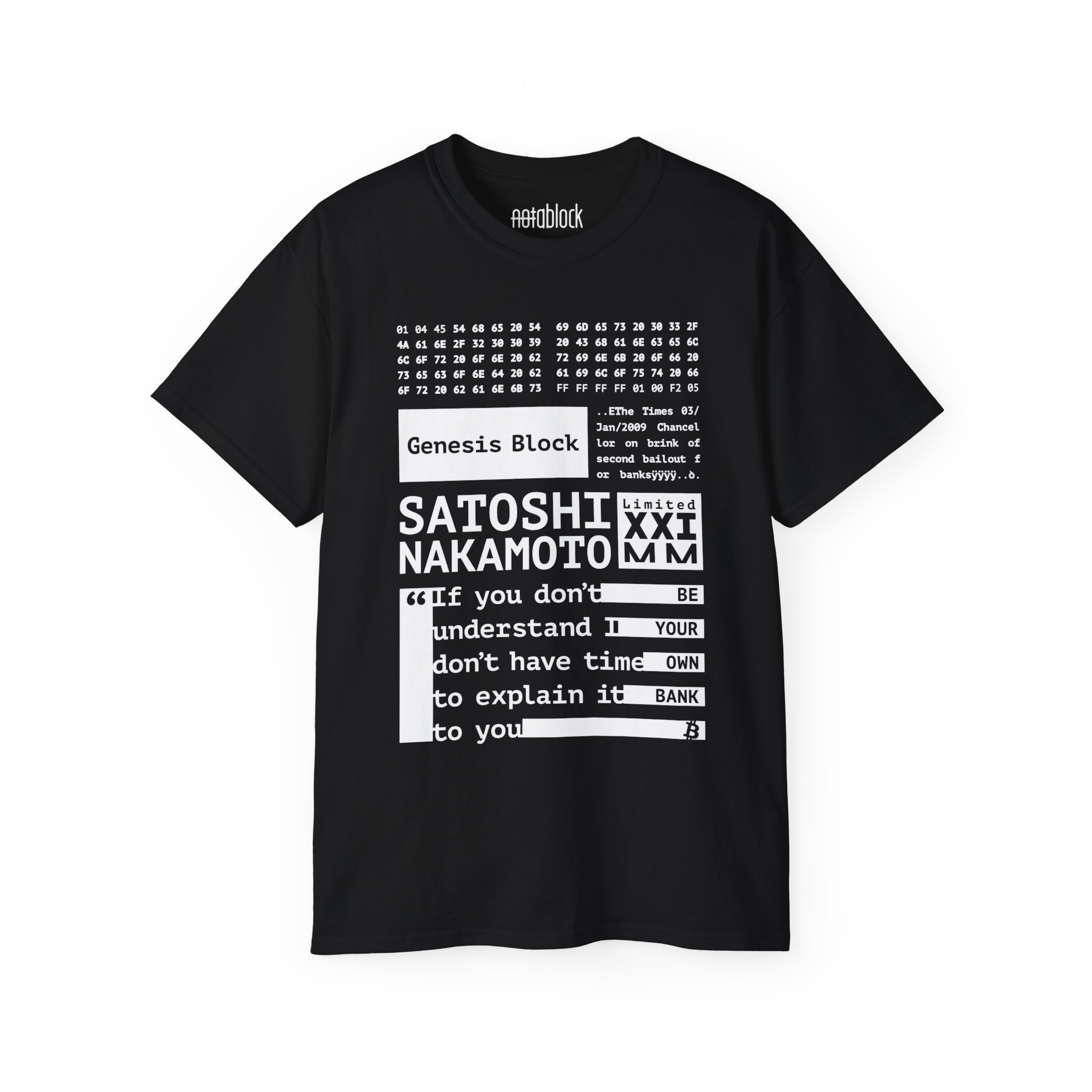 Bitcoin Satoshi Nakamoto Genesis Block T-shirt Cryptocurrency Graphic ...