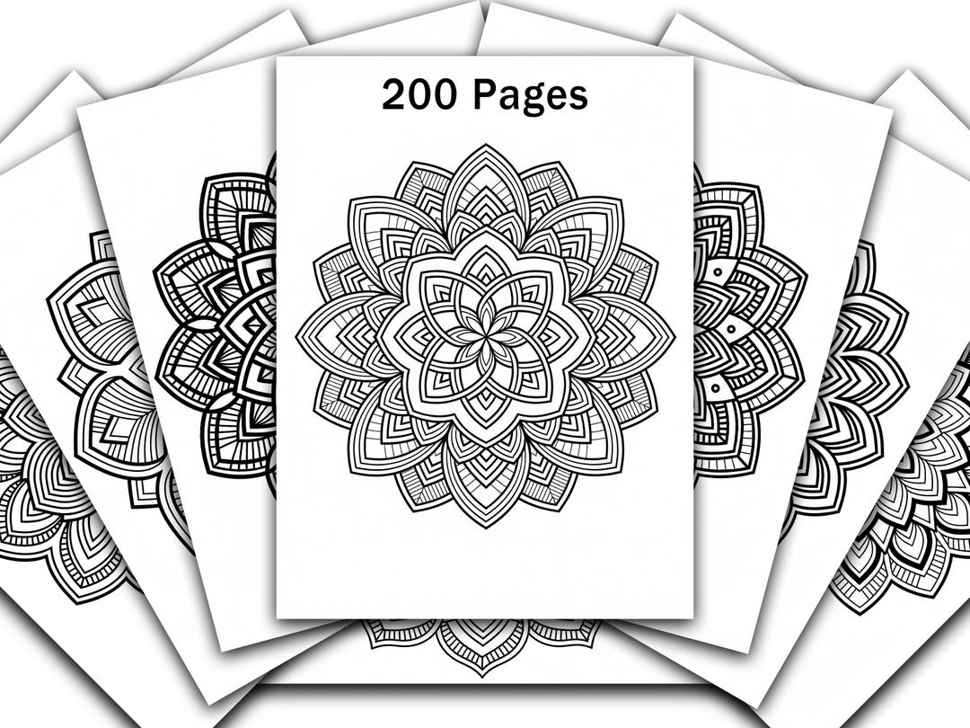 200 Intermediate Mandala Design Coloring Pages, Adult/teen Coloring ...