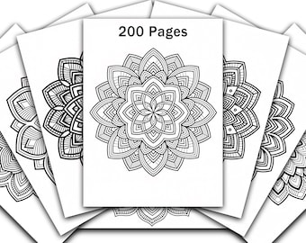 200 Intermediate Mandala Design Coloring Pages, Adult/teen Coloring ...