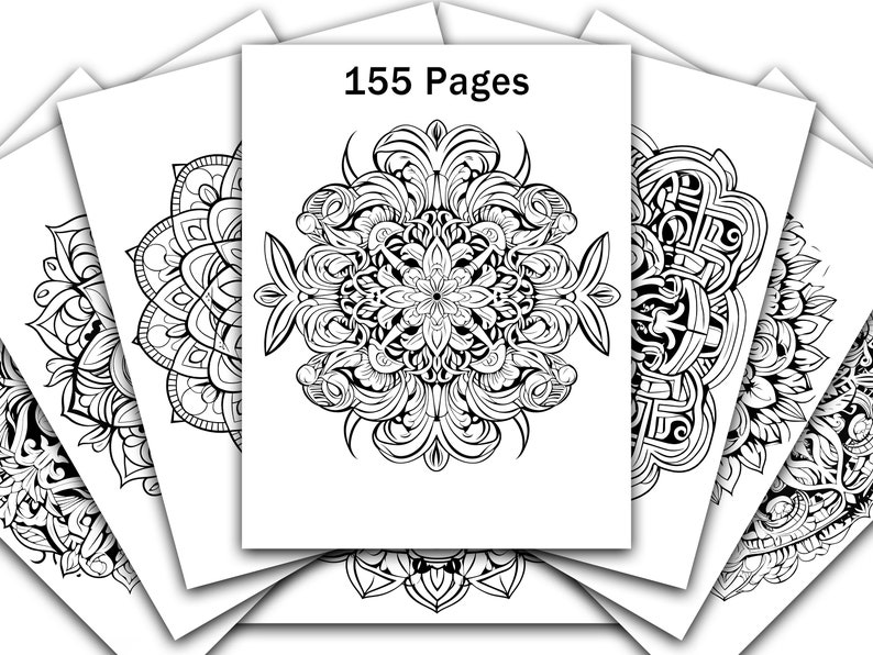 155 Complex Mandala Coloring Pages, Adult Digital Coloring Book ...