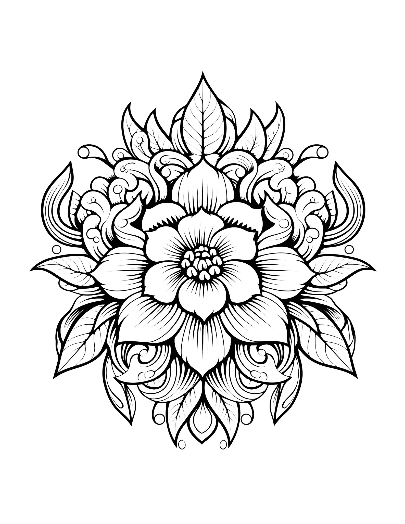 100 Floral Mandala Coloring Pages, Adult Digital Coloring Book ...
