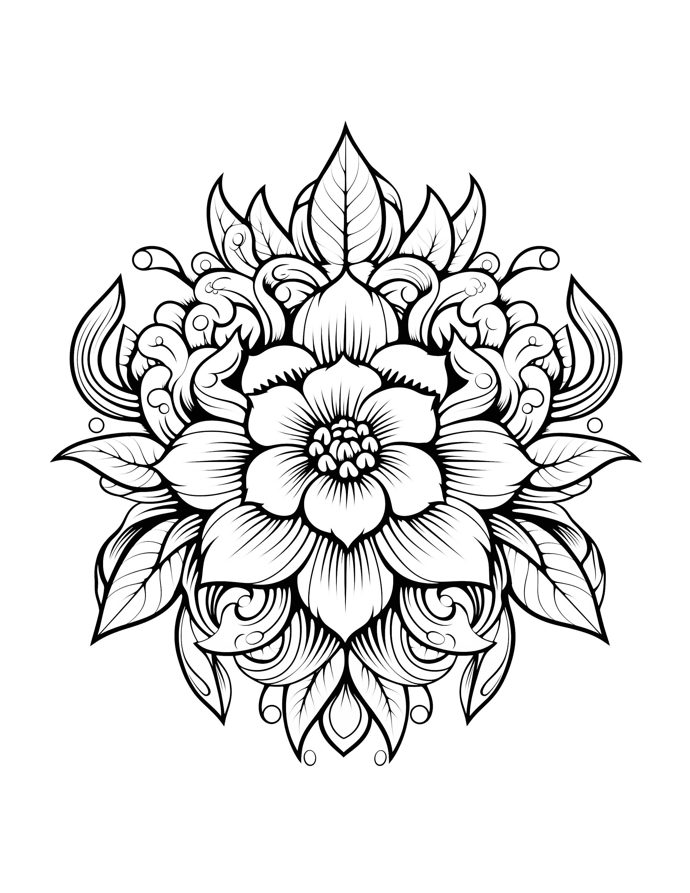 100 Floral Mandala Coloring Pages, Adult Digital Coloring Book ...