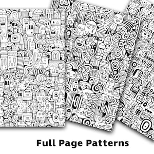 100 Doodle Art Coloring Pages, Artistic Doodle Worlds & Patterns, Adult ...