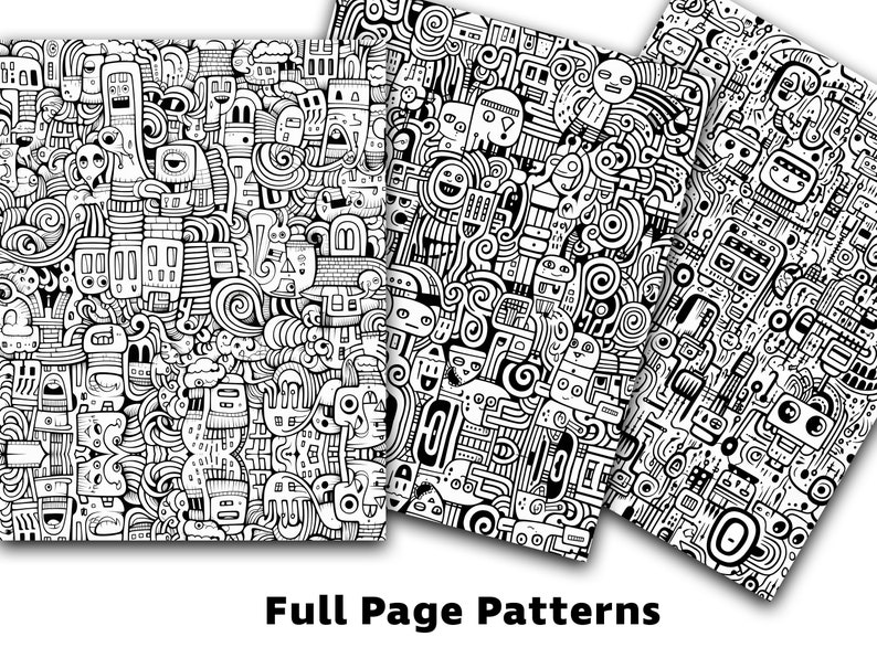 100 Doodle Art Coloring Pages, Artistic Doodle Worlds & Patterns, Adult ...