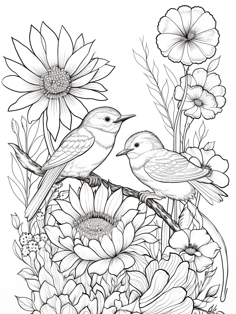 100 Floral Designs, Coloring Pages, Adult Digital Coloring Book ...
