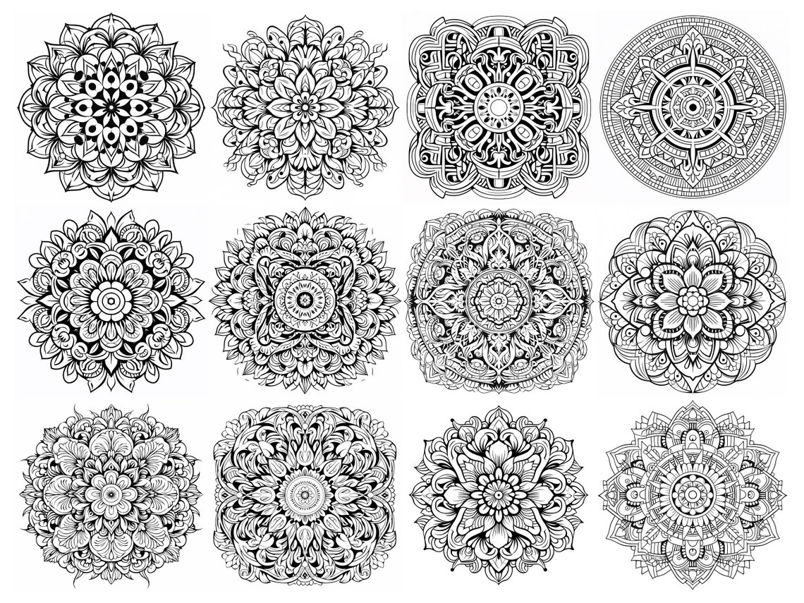 155 Complex Mandala Coloring Pages, Adult Digital Coloring Book ...