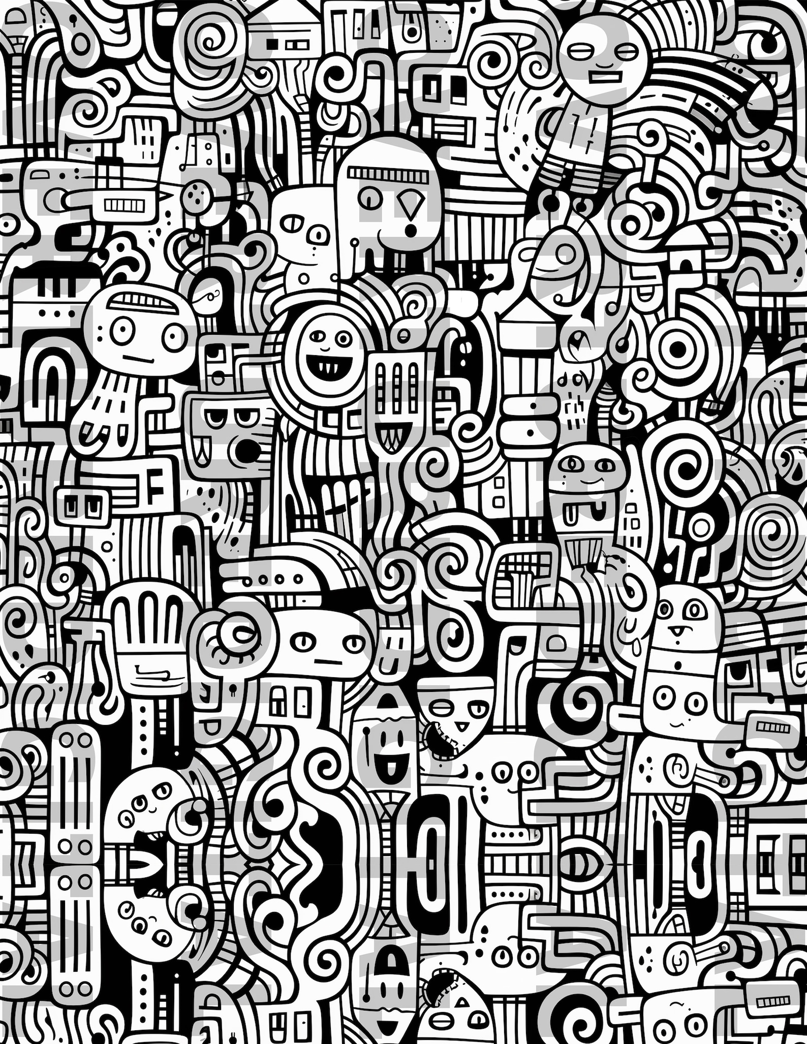 100 Doodle Art Coloring Pages, Artistic Doodle Worlds & Patterns, Adult ...