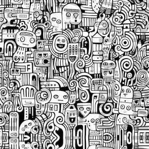 100 Doodle Art Coloring Pages, Artistic Doodle Worlds & Patterns, Adult ...