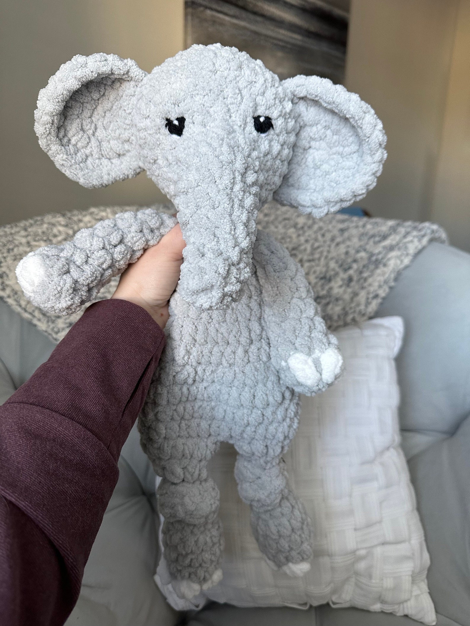 Crochet Elephant Lovey Snuggler - Etsy