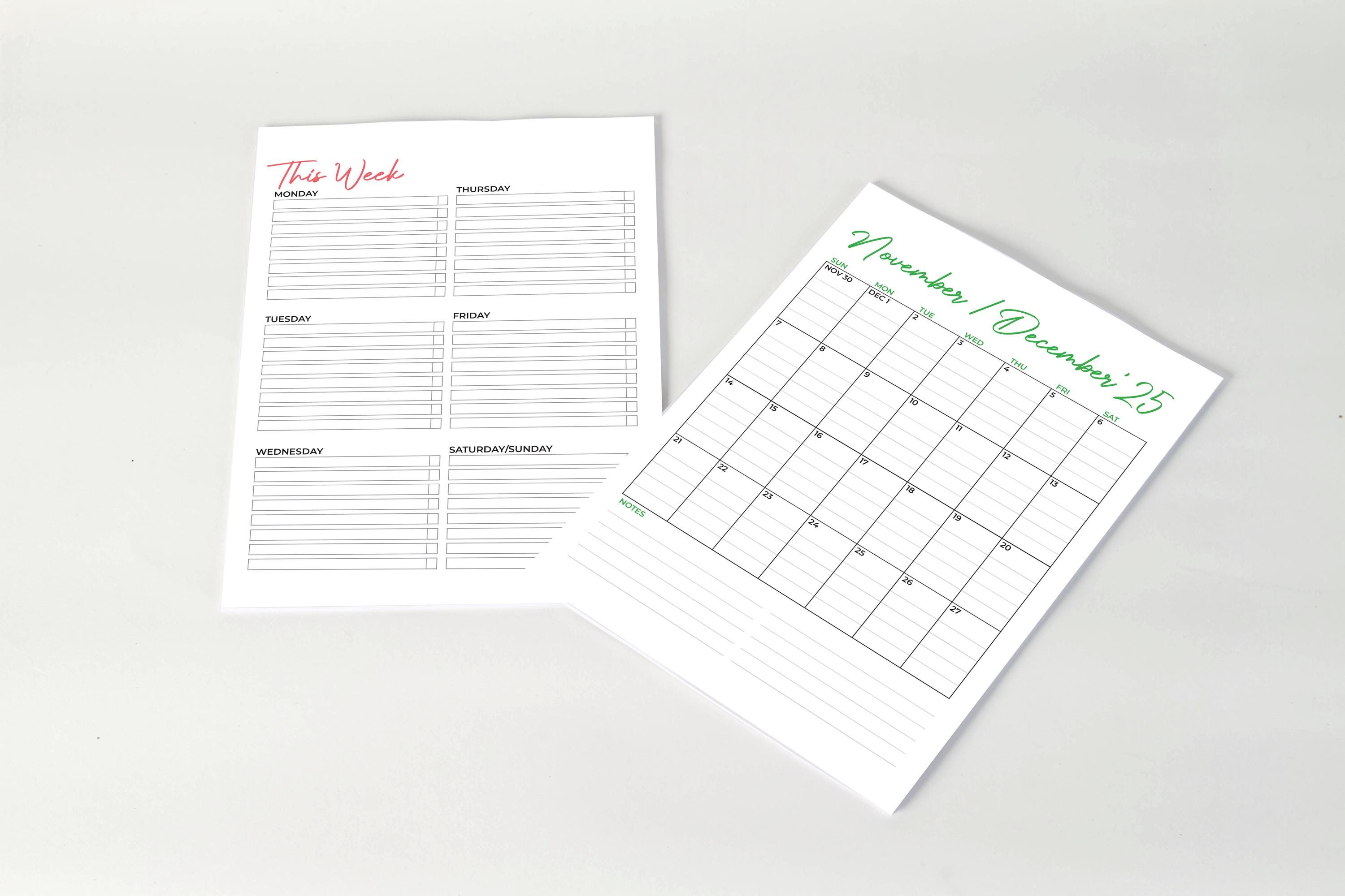 2025 Printable and Fillable Calendar // Boxed Design, 4 Different ...