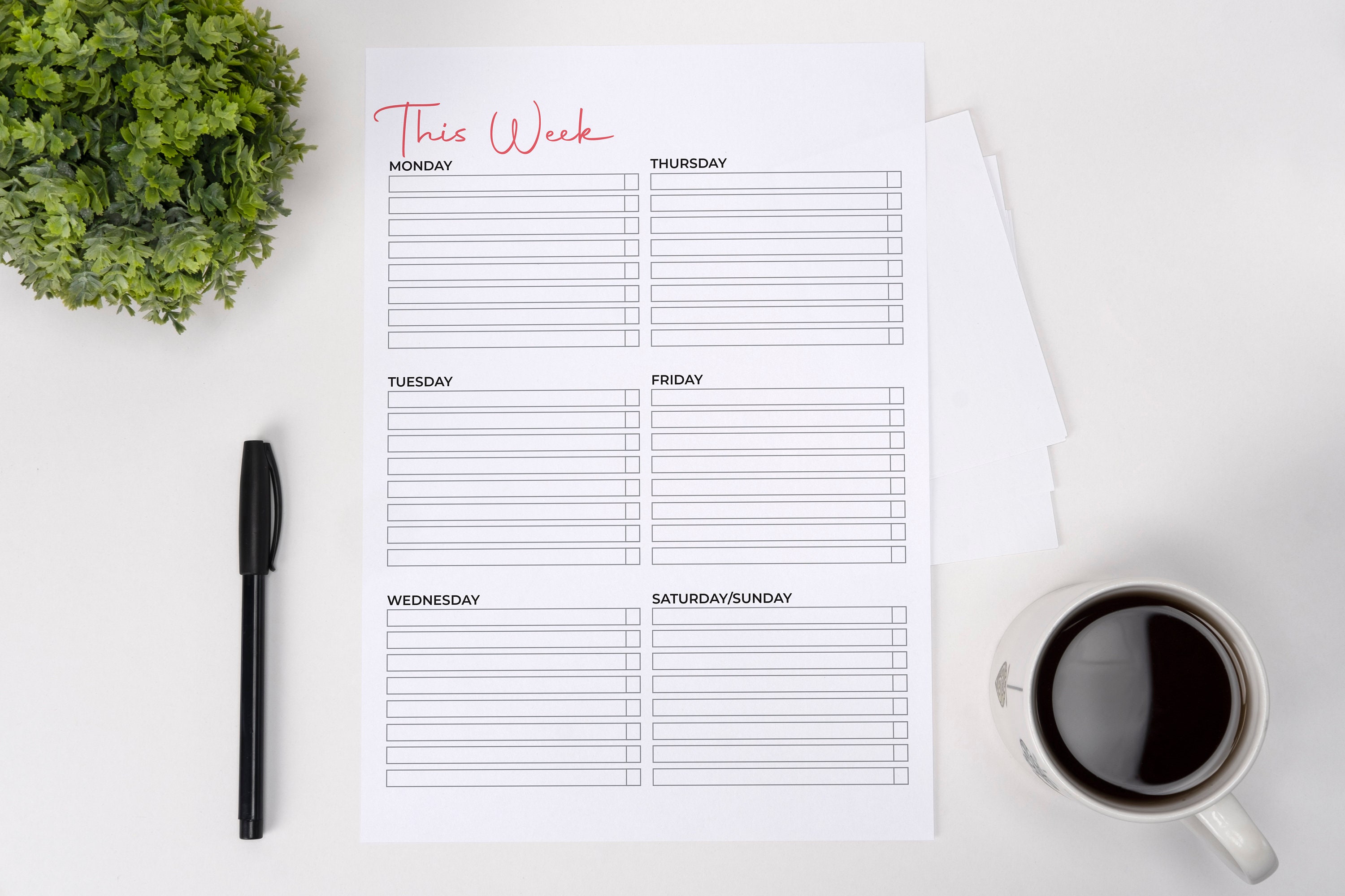 2024 Printable and Fillable Calendar // Minimal Design, 4 Different Colors, Unique 4-week Layout ...