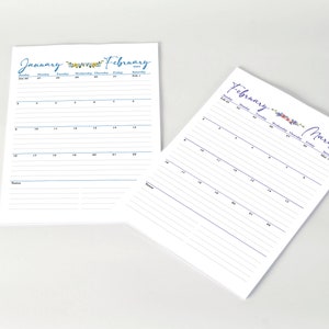 2025 Printable and Fillable Calendar // Floral Design, Unique Layout ...