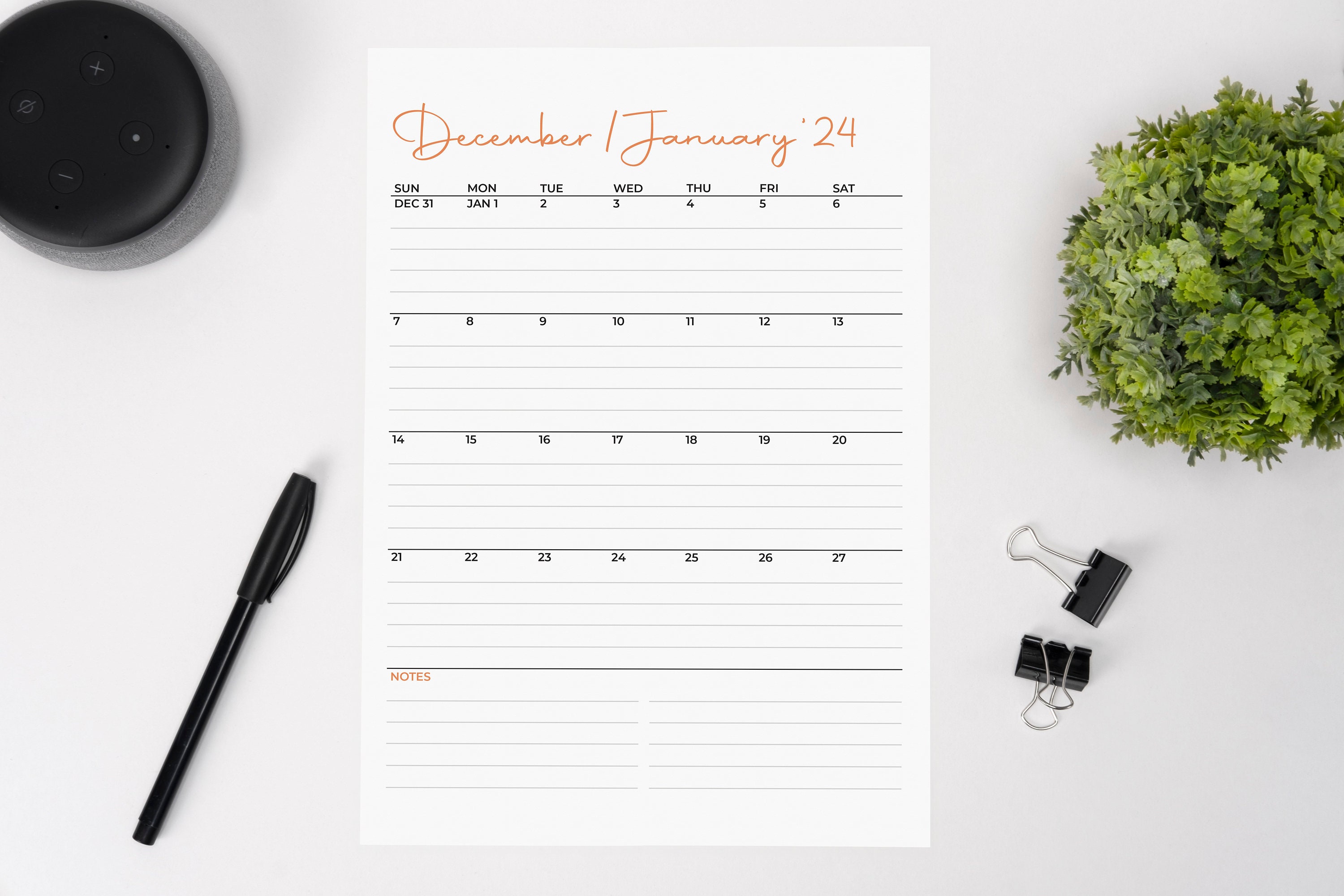 2024 Printable and Fillable Calendar // Minimal Design, 4 Different ...