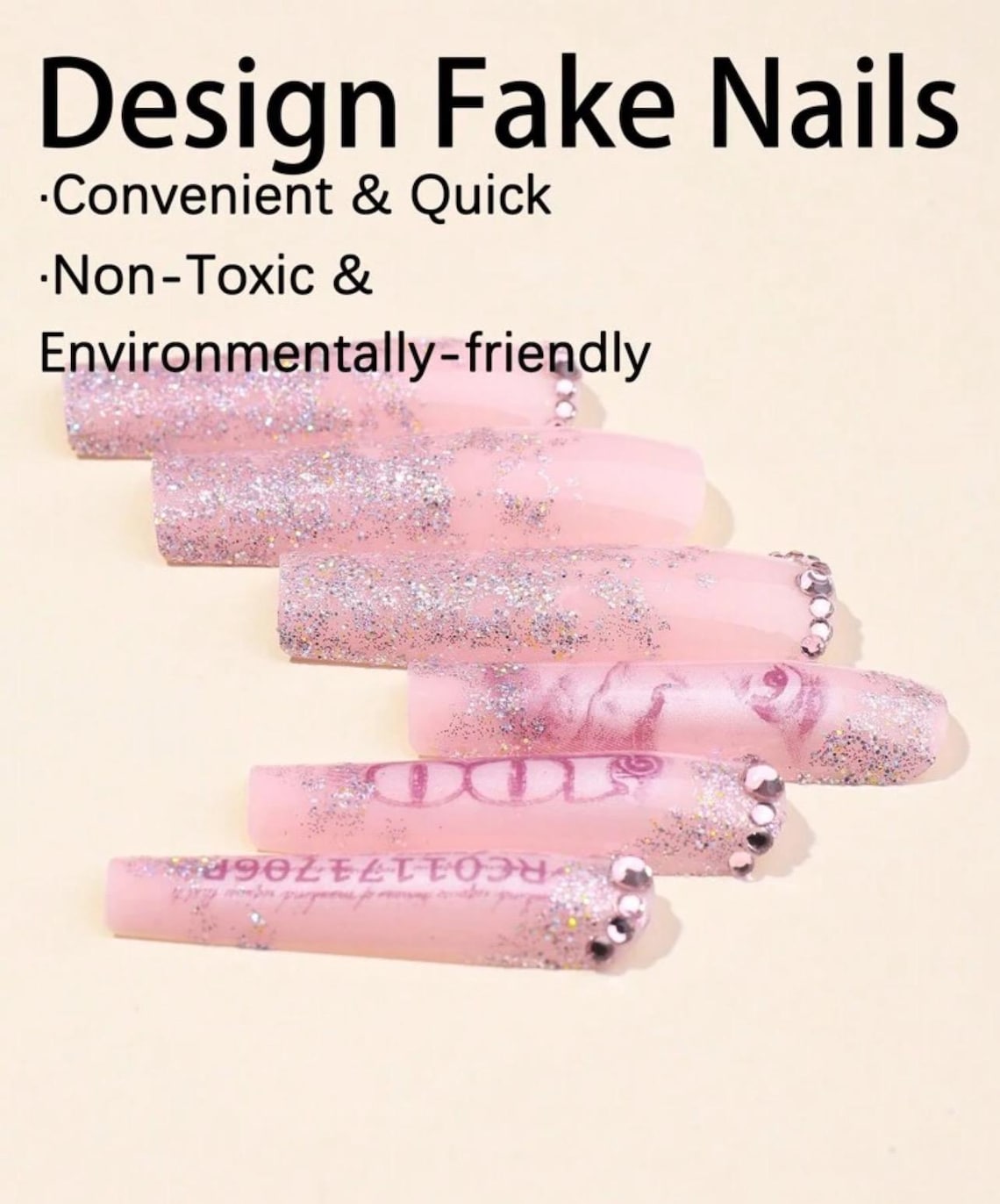 24pcs XXL Dollar Bill Press on Nails Pink - Etsy