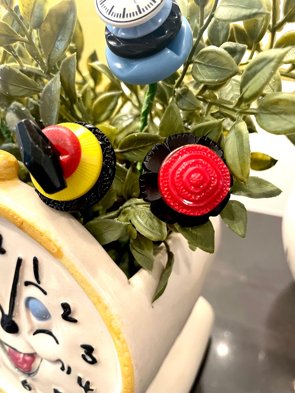 Vintage Happy Clock Face Button Arragement, OOAK, Button Bouquet ...