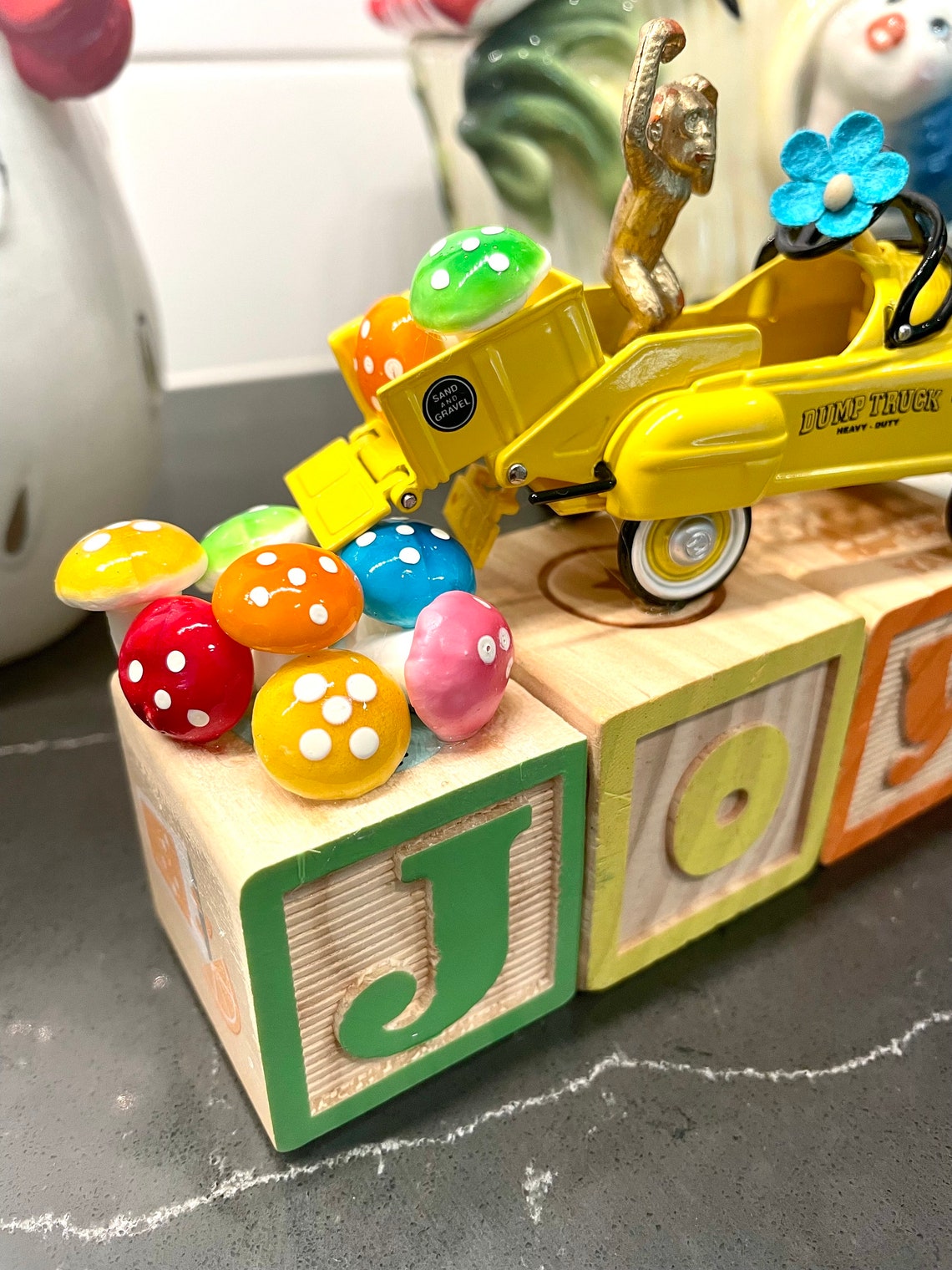 Assemblage Joy Block Decor, Wood Block Decor, Quirky Decor, Joy Decor ...