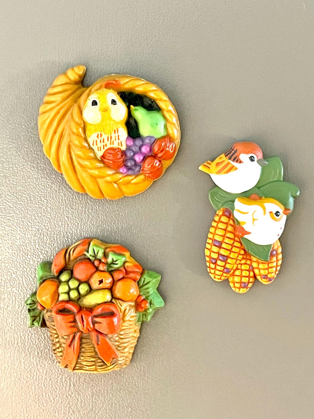 Vintage Thanksgiving Magnets for Refrigerator, Kitschy Kitsch, Fridge ...