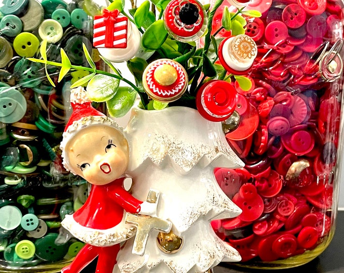 Vintage Ucagco Pixie Vase Button Arrangement, Vintage Button ...