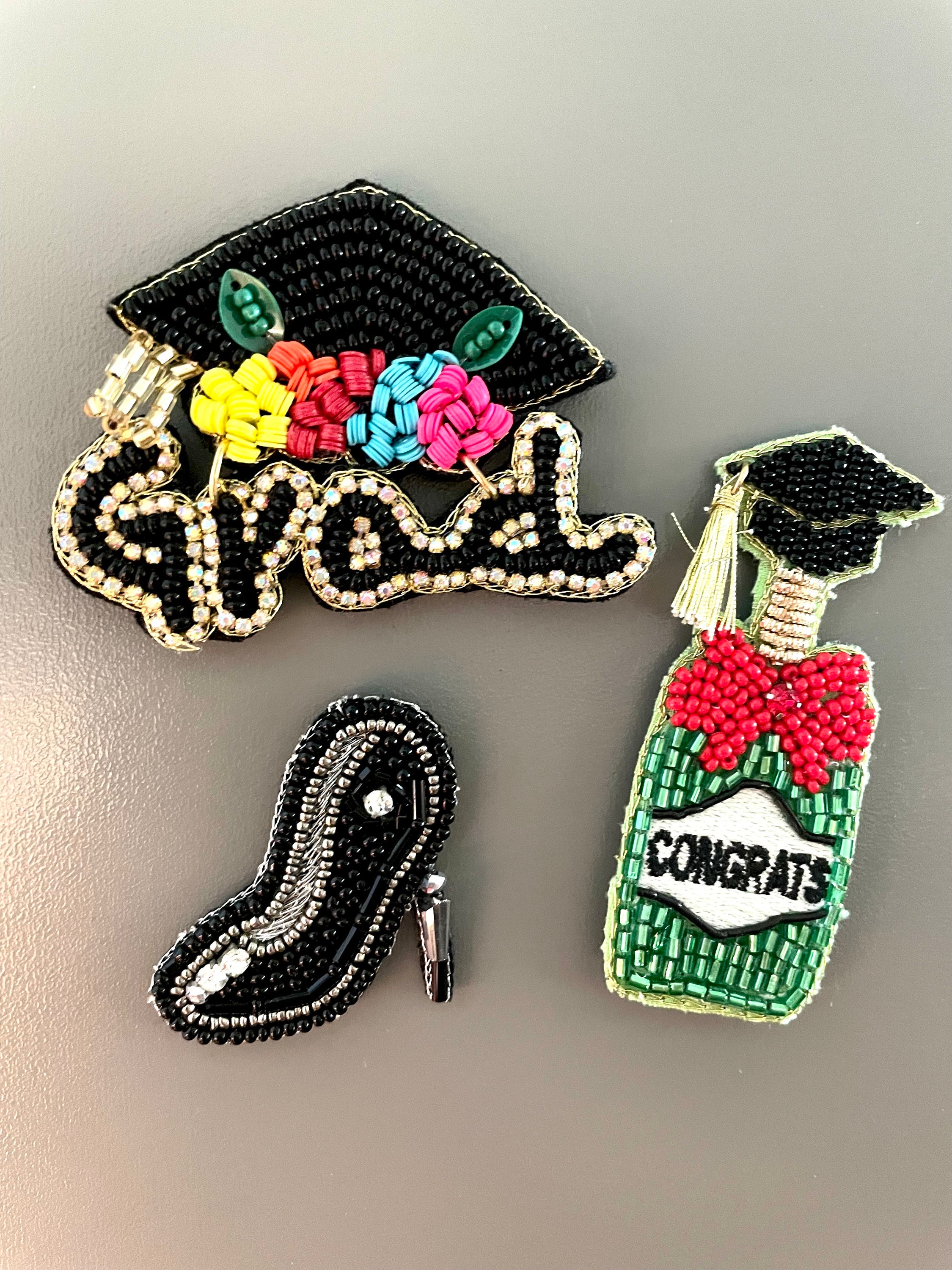 Graduation Magnets, Seed Bead Earrings, Graduation Earrings, Kitschy ...