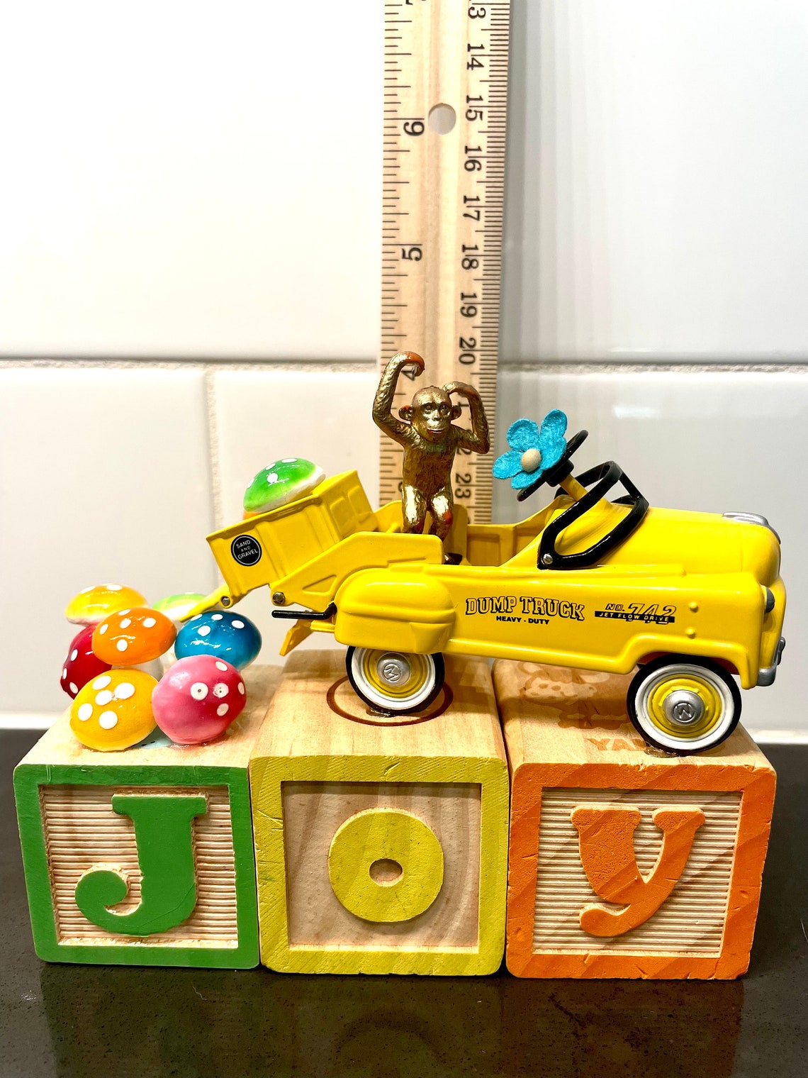 Assemblage Joy Block Decor, Wood Block Decor, Quirky Decor, Joy Decor ...