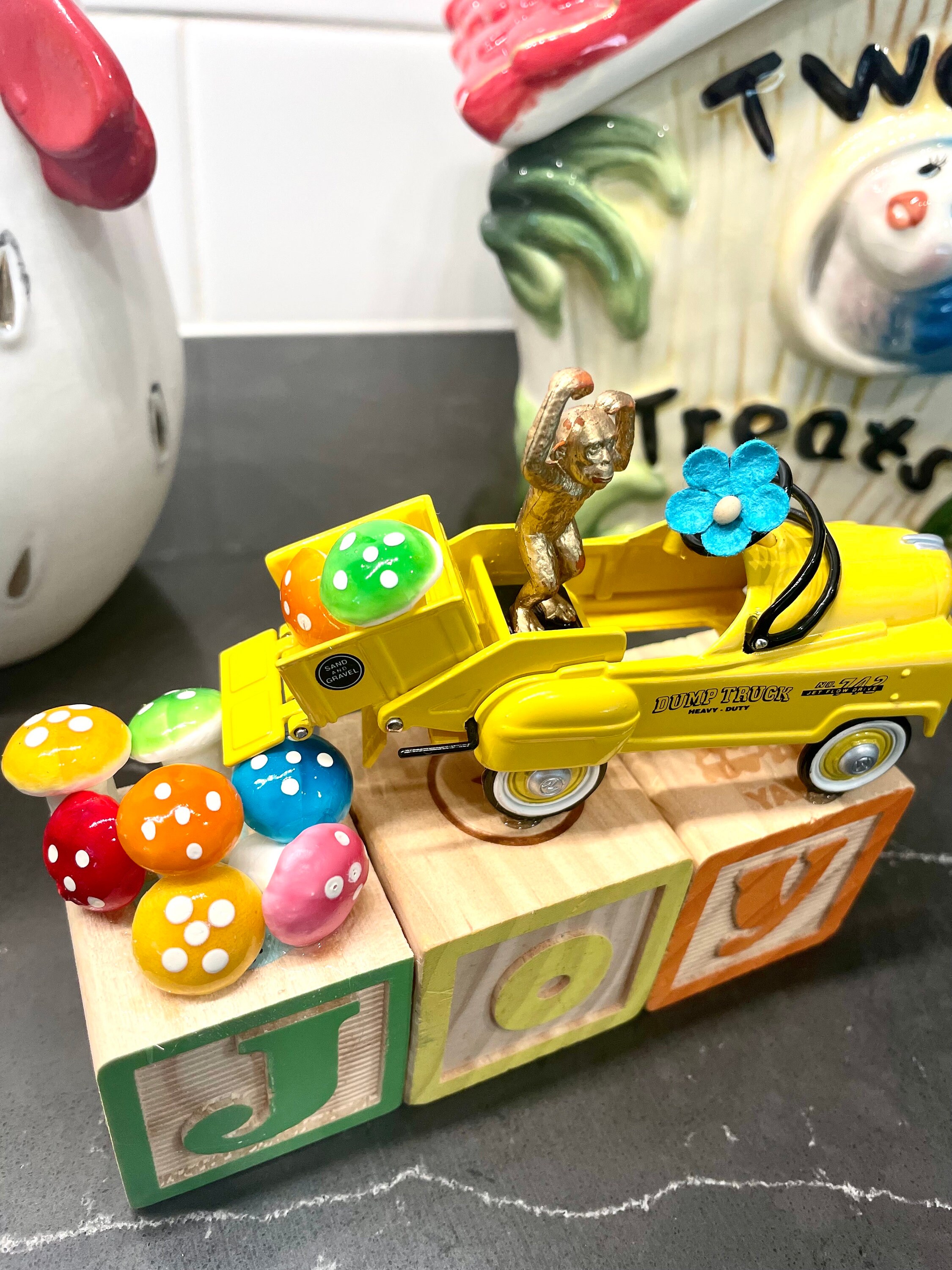 Assemblage Joy Block Decor, Wood Block Decor, Quirky Decor, Joy Decor ...