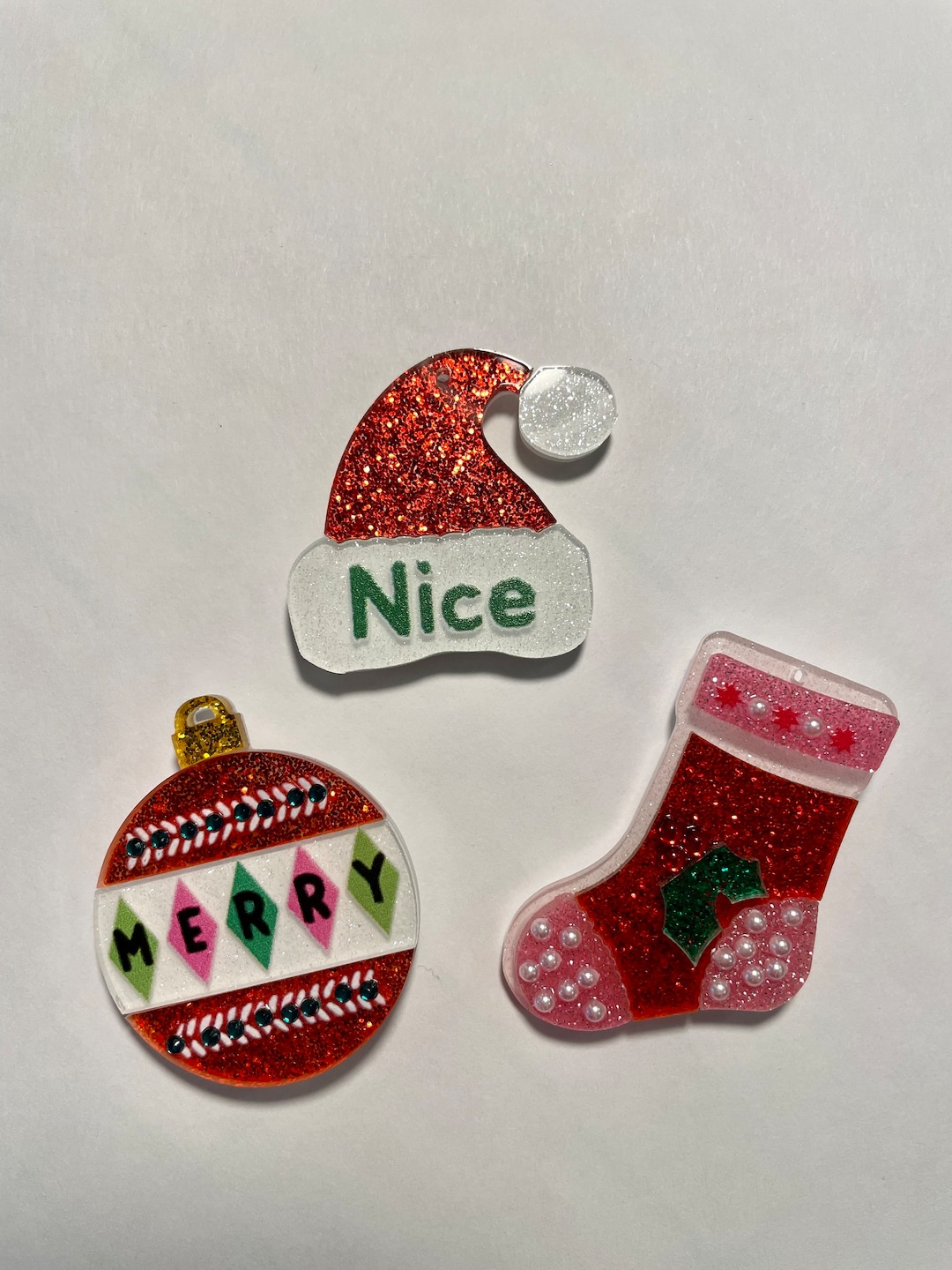 Christmas Magnets, Stocking Magnets, Santa Magnets, Merry Ornament ...