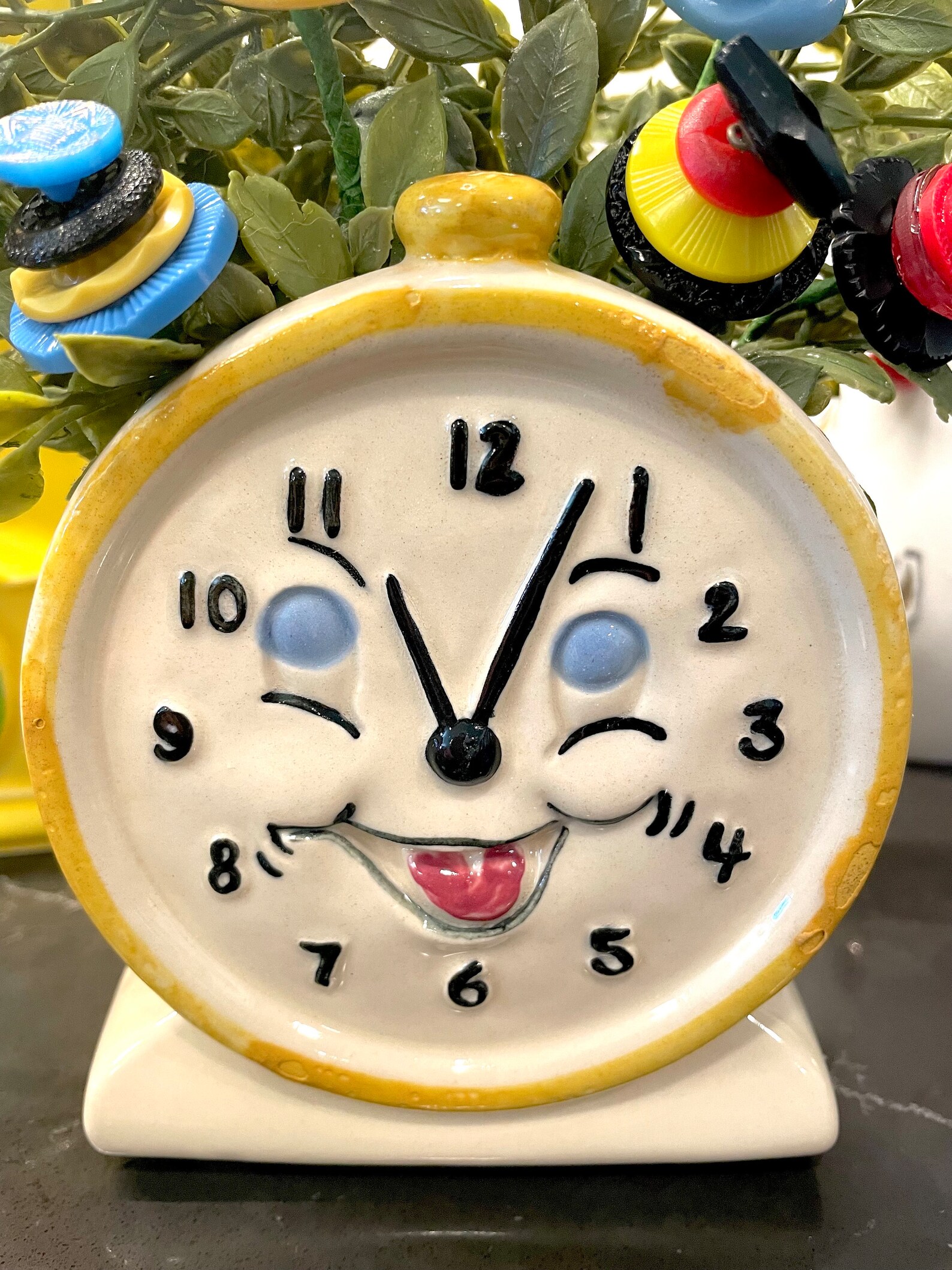 Vintage Happy Clock Face Button Arragement, OOAK, Button Bouquet ...