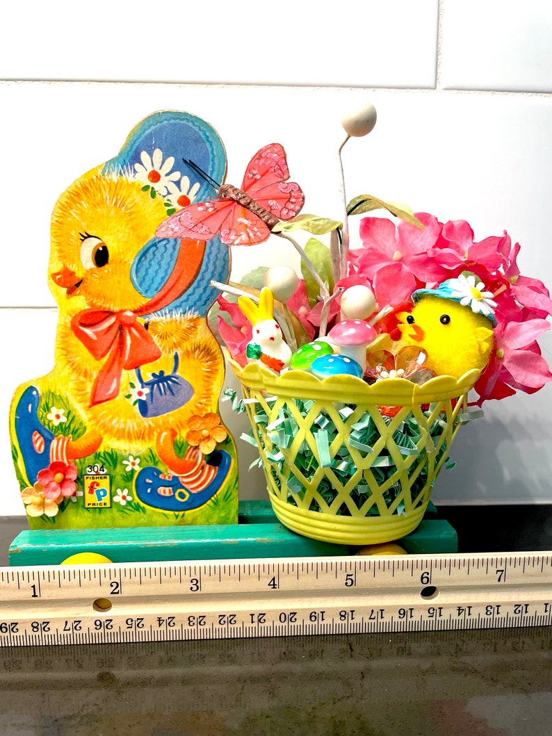Vintage Fisher Price Easter Chick Basket Assemblage, OOAK Easter ...