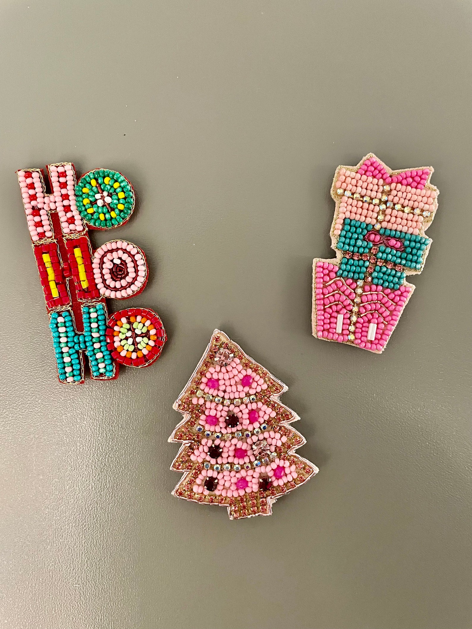 Christmas Magnets for Refrigerator, Present, Hohoho, Pink Christmas ...