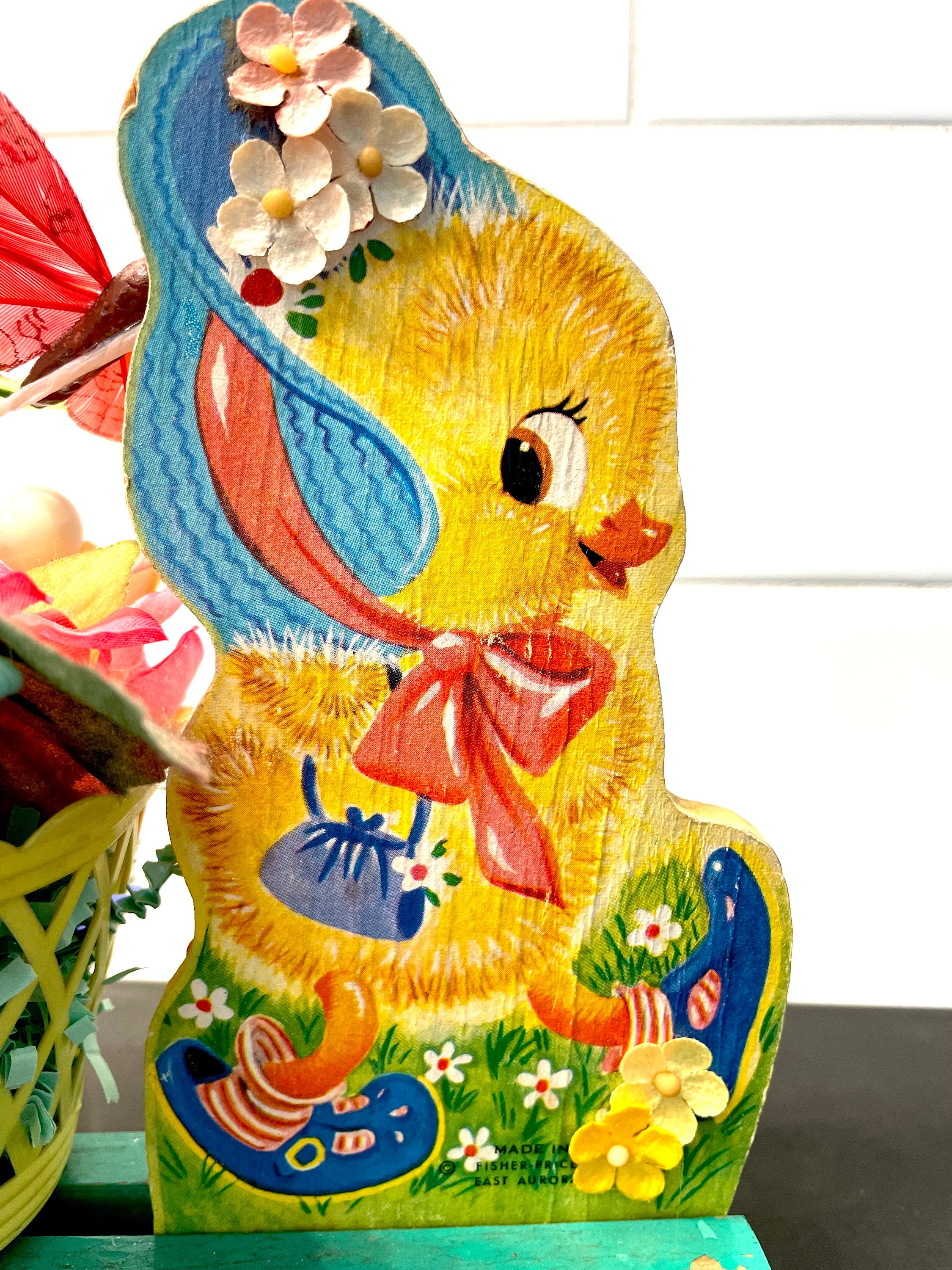 Vintage Fisher Price Easter Chick Basket Assemblage, OOAK Easter ...