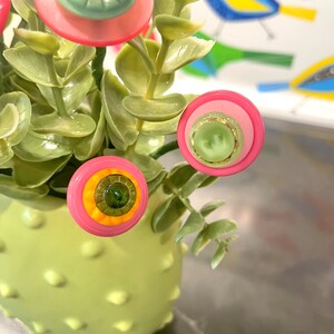 Vintage Cactus Decor, OOAK, Vintage Button Arrangement, Button Bouquet ...