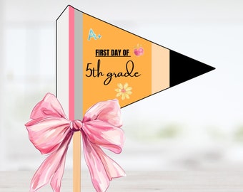 First Day of School Pennant Back to School Flag Printable - Etsy