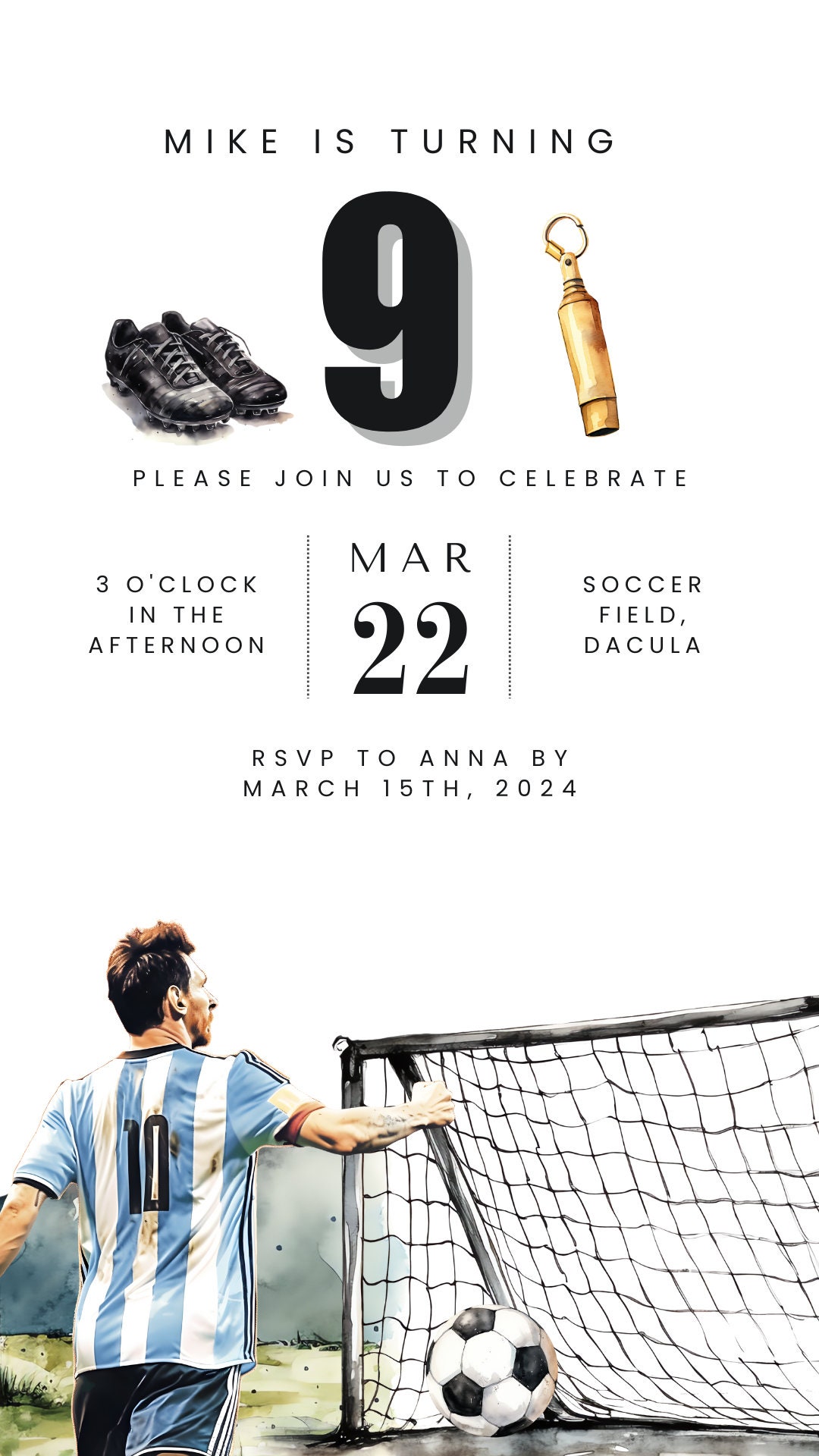 Soccer Birthday Invitation: Messi Theme, Photo Invite (digital File) - Etsy