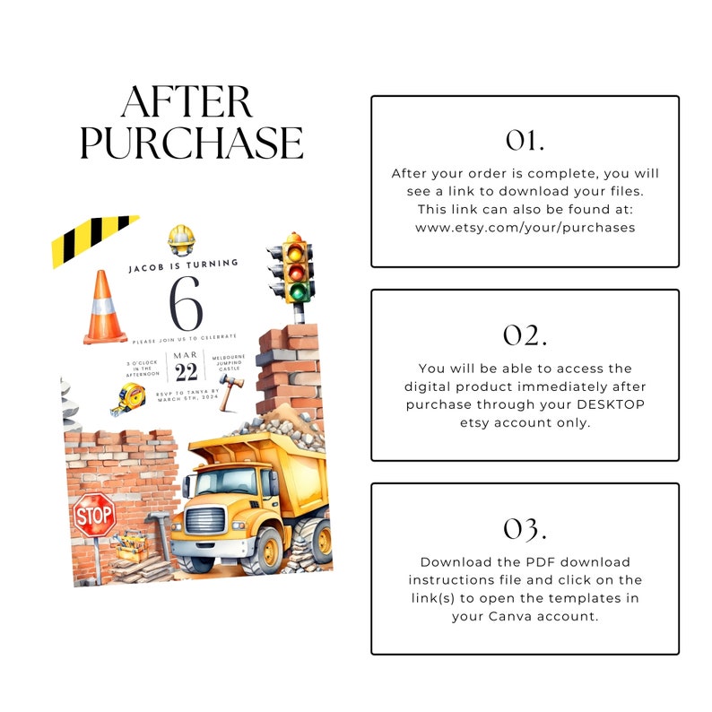 Construction Birthday Invitation: Dump Truck Party, Editable Template ...