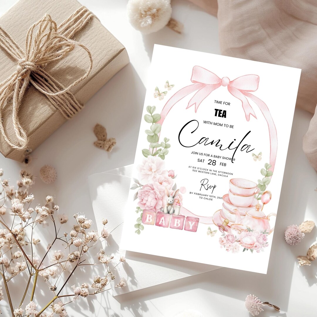 Editable A Baby is Brewing Tea Party Invitation, Baby Shower Tea Party ...