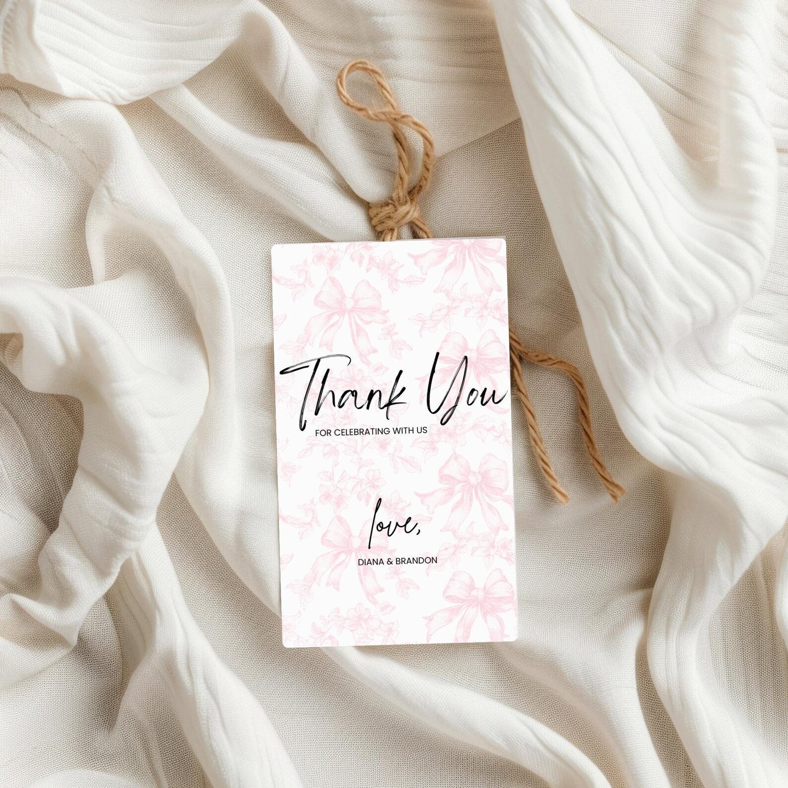 Bow Toile Baby Shower Cake Topper: Editable Menu, Tags (digital ...