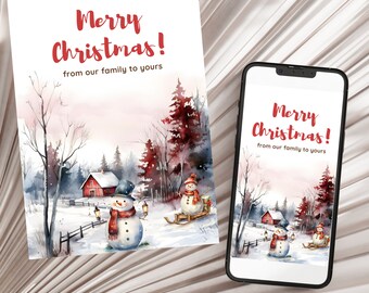 Editable Christmas Party Invitation Template | Festive Digital Holiday ...