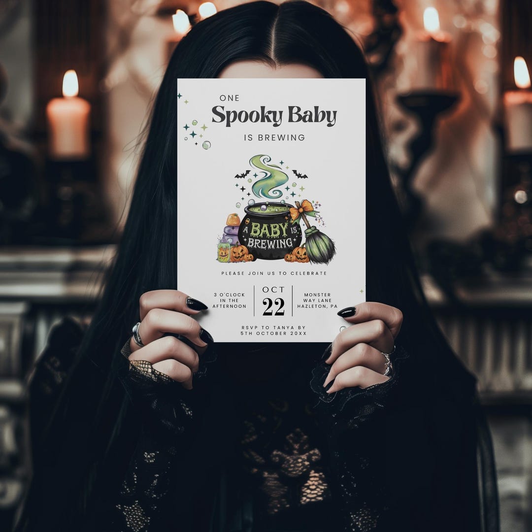 Editable Spooky Baby Shower Invitation: Halloween Theme (canva) - Etsy