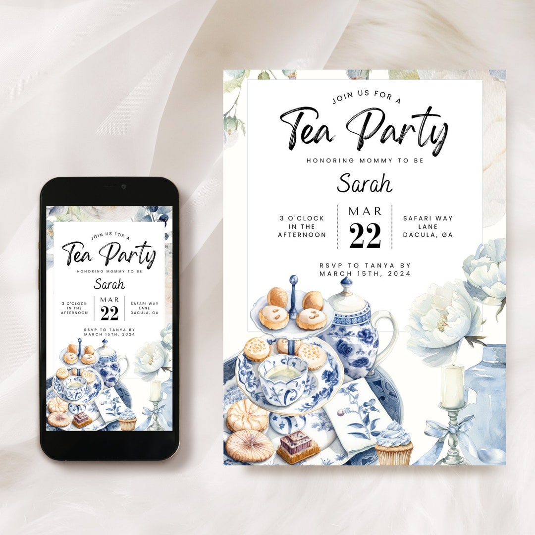 Editable Tea Party Invitation: Whimsical Floral Design (digital) - Etsy