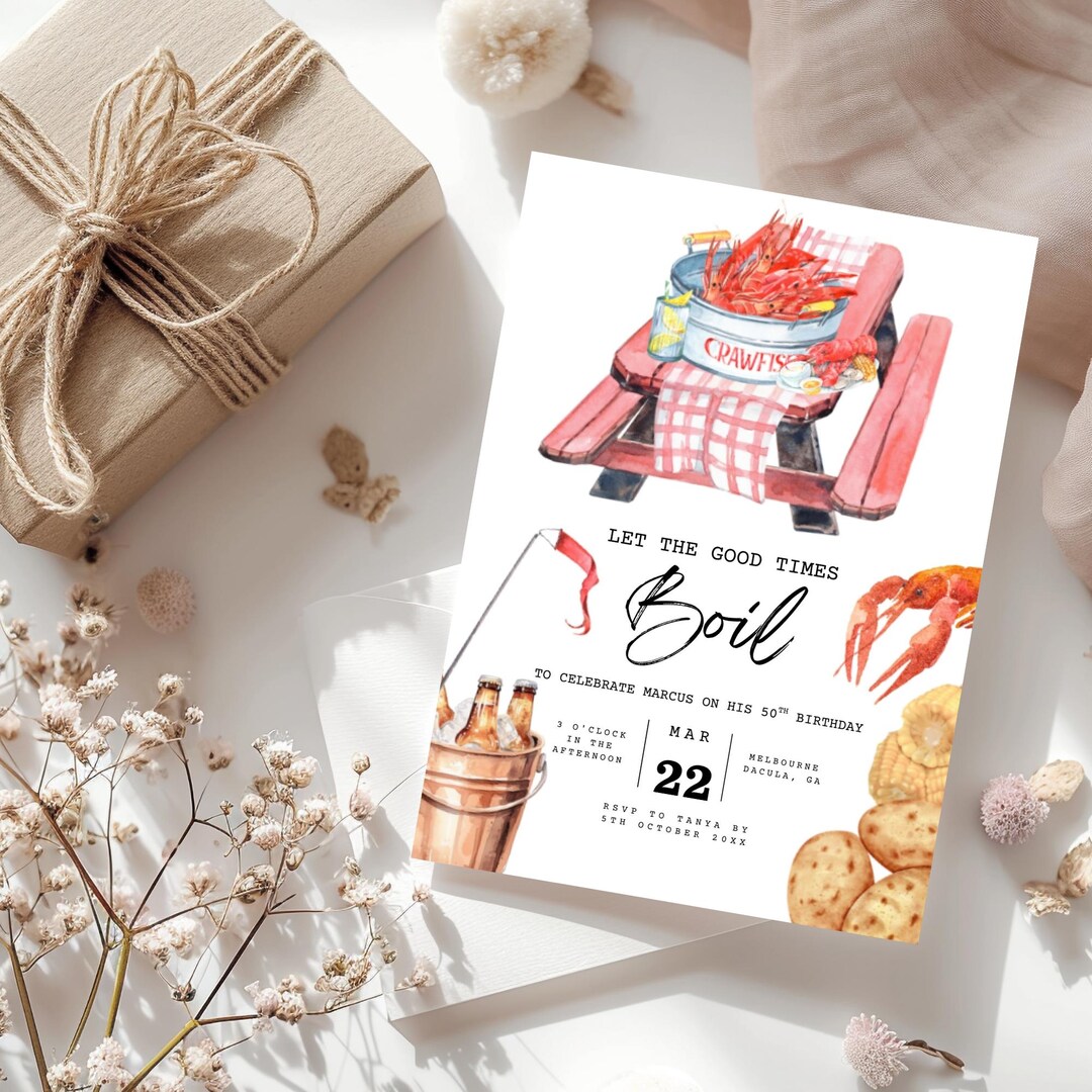 Crawfish Boil Invitation. Digital Let the Good Times Boil Invite ...