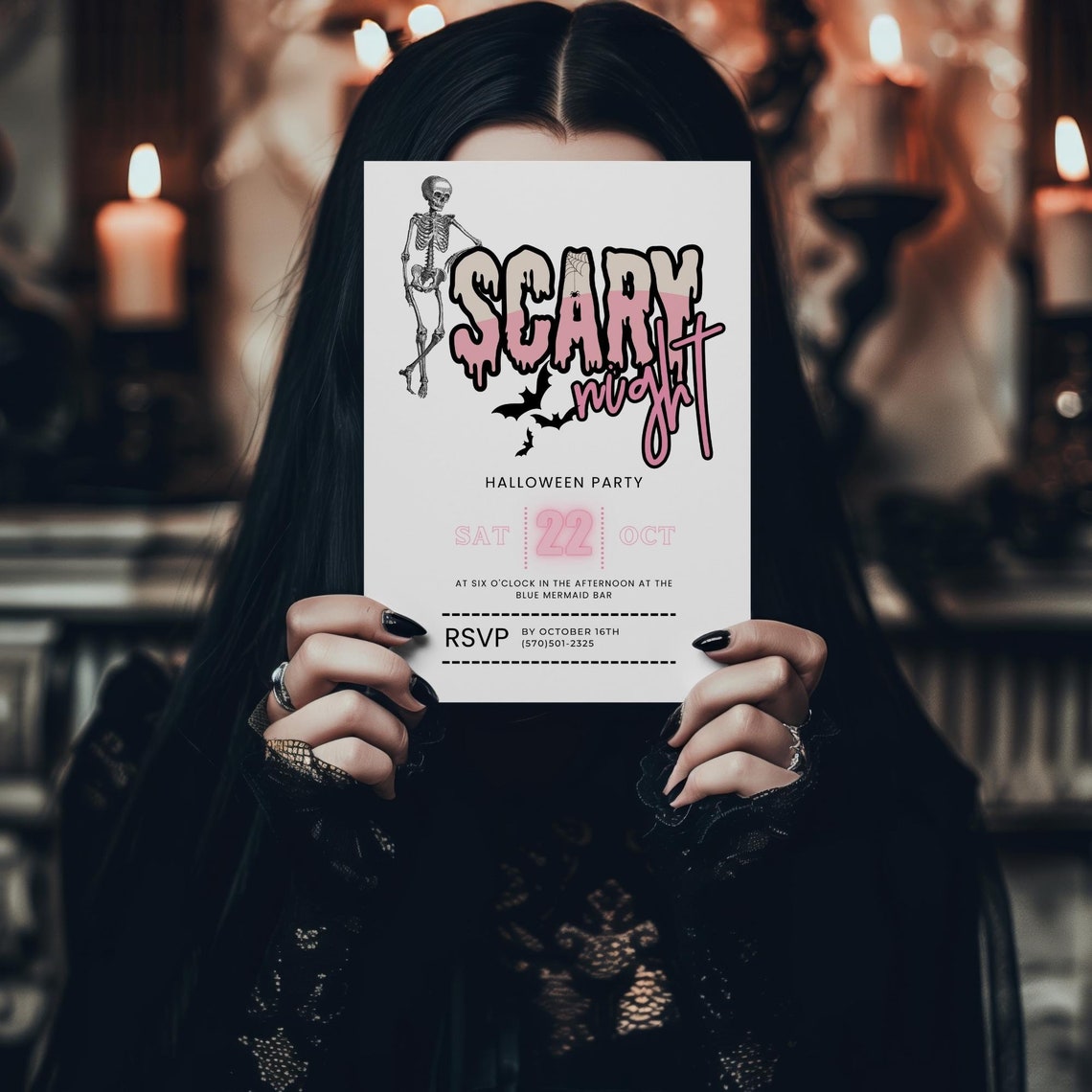 Scary Movie Night Halloween Invitation: Editable Party Invite (digital ...