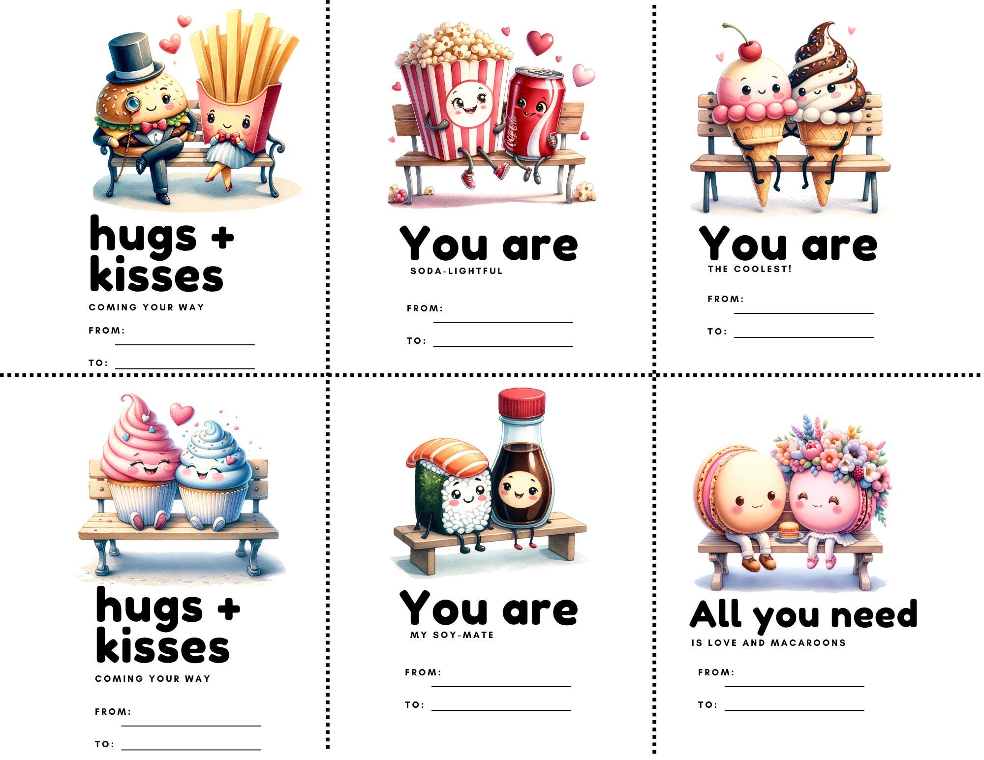 Printable Food Pun Valentine's Day Cards - Classroom Gift Tags - Kids ...
