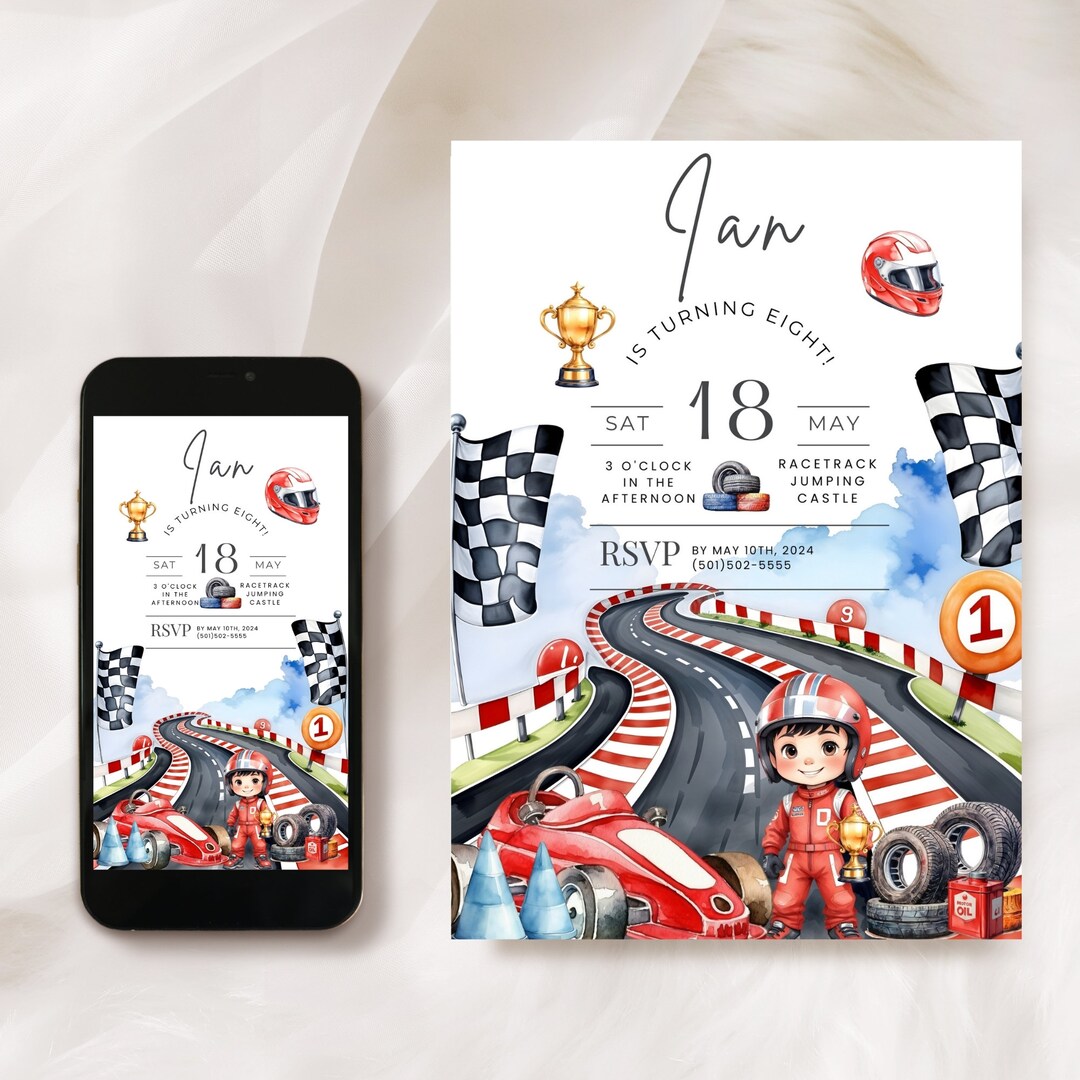 Race Track Birthday Invitation - Etsy